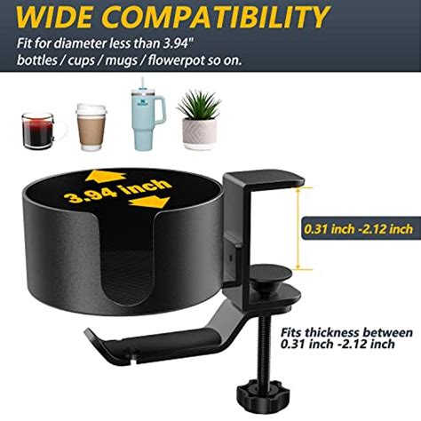 394 Large Desk Cup Holder 360° Rotating Metal Cup Holder And Under