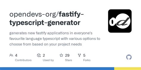 Github Opendevs Org Fastify Typescript Generator Generates New Fastify Applications In
