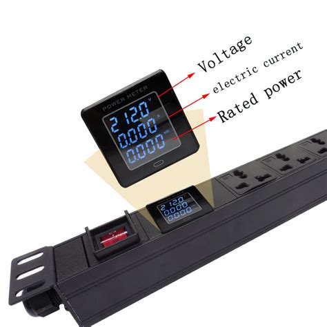 Pdu 전원 스트립 분배 장치 캐비닛 3 방향 Ac 범용 소켓 과부하 차단 스위치 전류계 구성 2m 코드 전기 장비 및 소모품