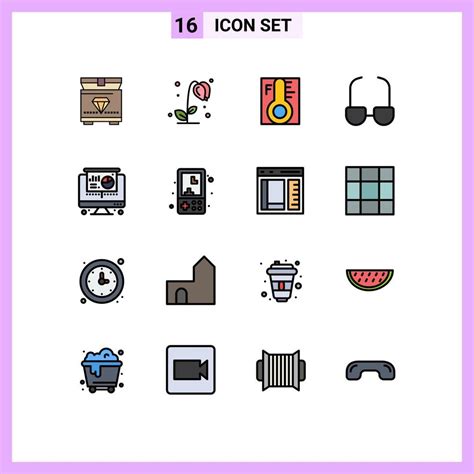 16 User Interface Flat Color Filled Line Pack Of Modern Signs And