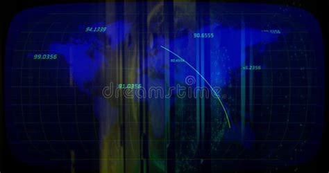 Displaying Animation Of World Map With Lines And Numerical Data Showing Connections Stock Video