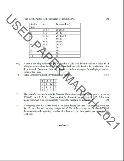 Jntuh B Tech Operations Research March 2021 Question Paper