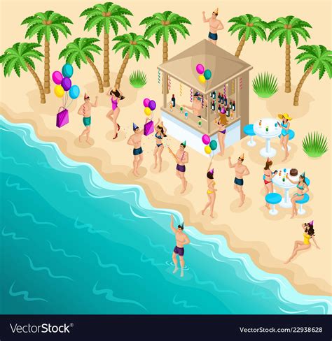 Isometry Dancing On Beach Party Birthday Vector Image