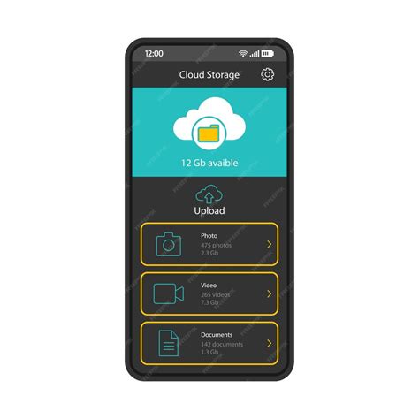 Premium Vector Cloud Storage App Smartphone Interface Vector Template