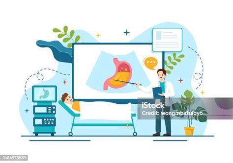 복부 통증과 플랫 만화 손으로 그린 템플릿의 의료를 위한 의료 연구가 있는 위장 건강 위장병 학 벡터 일러스트레이션 건강 진단에 대한 스톡 벡터 아트 및 기타 이미지