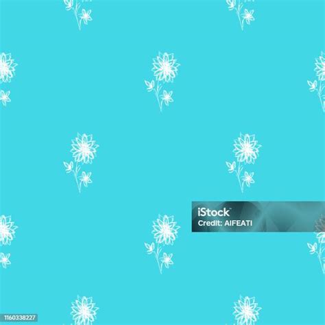 파란색 배경에 고립 된 추상적 인 민들레 꽃의 원활한 손으로 그린 패턴 벡터 꽃 그림입니다 귀여운 낙서 현대 고립 된 팝 아트 요소 개요 귀여운에 대한 스톡 벡터 아트 및