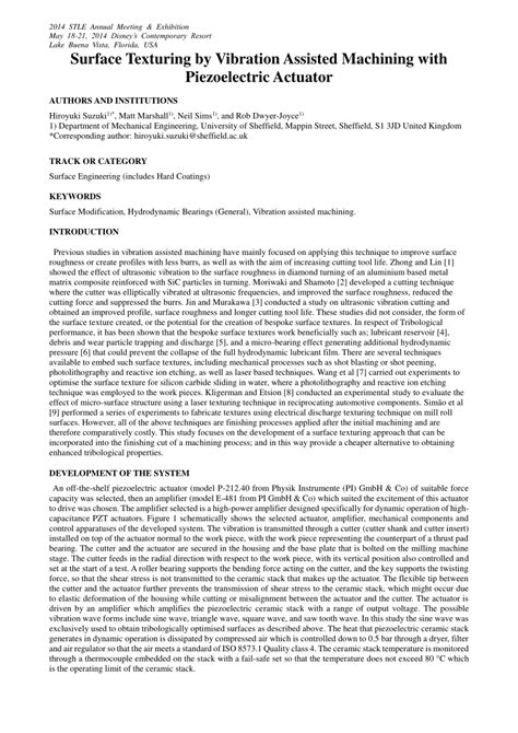 Pdf Surface Texturing By Vibration Assisted Machining With Piezoelectric Actuator