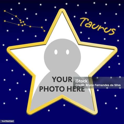 별이 빛나는 밤하늘의 별 모양의 프레임과 황소 자리 조디악 별자리 그라데이션에 대한 스톡 벡터 아트 및 기타 이미지