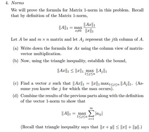 Solved We Will Prove The Formula For Matrix 1 Norm In This