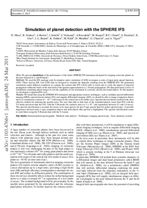 Pdf Simulation Of Planet Detection With The Sphere Ifs