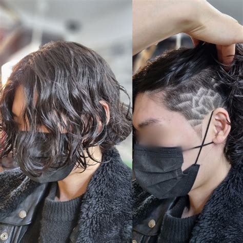 유니크한 남자 원블럭 단발 웨이브펌 머리스타일 긴머리 장발펌 했어요 네이버 블로그