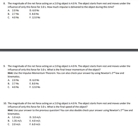 Solved The Magnitude Of The Net Force Acting On A Kg Chegg