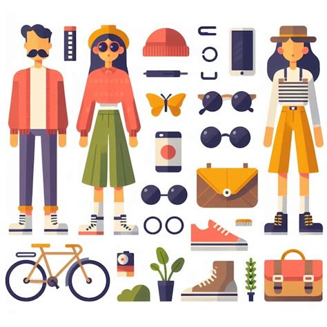 Premium Photo Flat Design Character Set