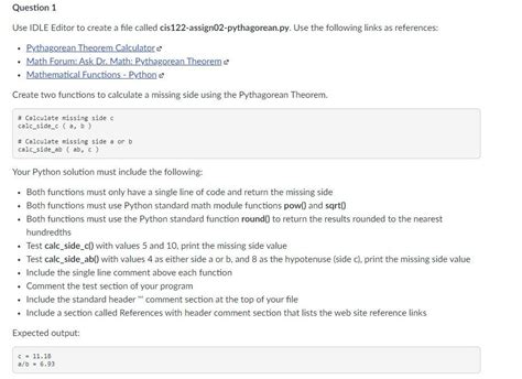 Solved Question Use IDLE Editor To Create A File Called Chegg