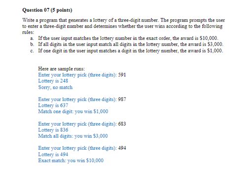 Solved Question 07 5 Points Nrite A Program That Generates Chegg