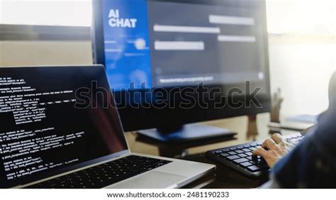2 Ai Chat Bot Programmer Using Artificial Intelligence Software Development Inside Office