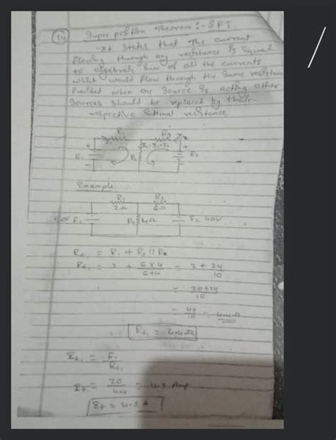 14 super postion theorem spt flowing through on restitance is equal t