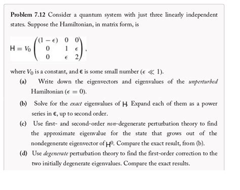 Solved Problem Consider A Quantum System With Just Chegg
