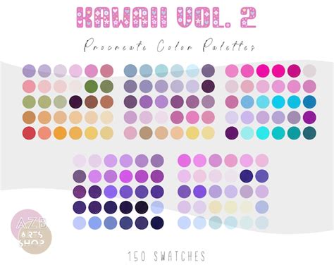 Kawaii Cute Procreate Palette Procreate Tools Procreate Swatch File Hex Codes Procreate