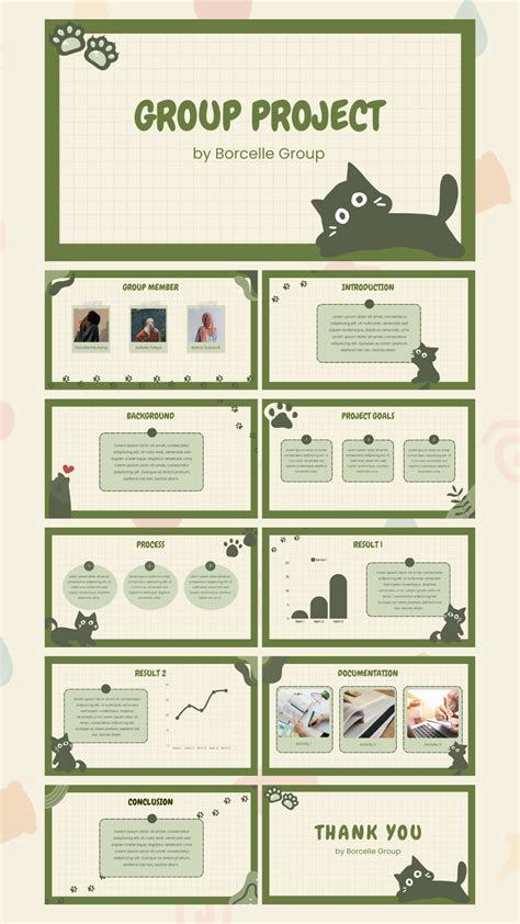 Green Pastel Grid Illustration Group Project Presentation In 2025 Powerpoint Presentation