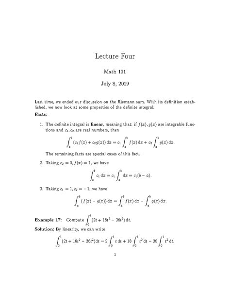 101lecture 4 Lecture 4 Lecture Four Math 101 July 8 2019 Last Time