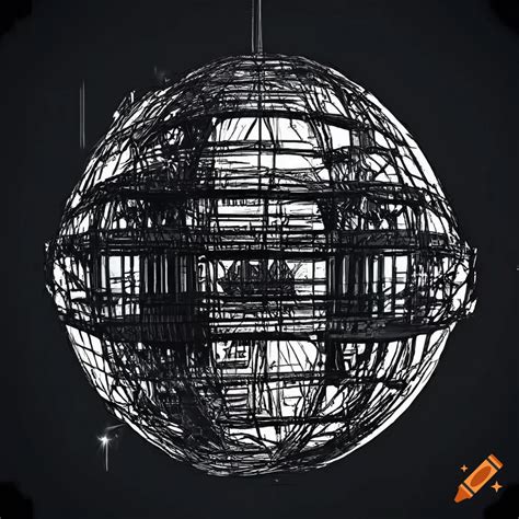 Megastructure Architecture Ball In Black And White With A Cyberpunk