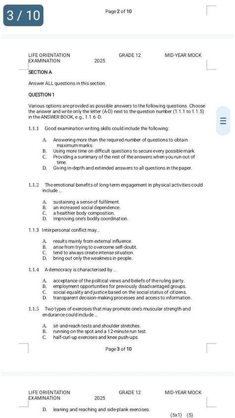 Exam Section Multiple Choice Instruction Answer All Questions In This