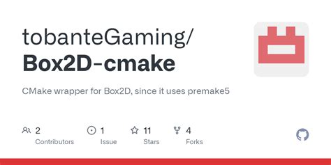 Github Tobantegamingbox2d Cmake Cmake Wrapper For Box2d Since It