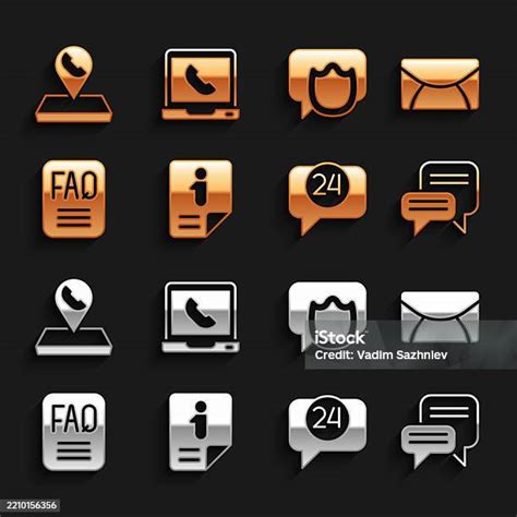 정보 메일 및 이메일 말풍선 채팅 24시간 전화 지원 Faq 정보 콜센터 위치 및 아이콘을 설정합니다 벡터 24에 대한 스톡 벡터 아트 및 기타 이미지 Istock