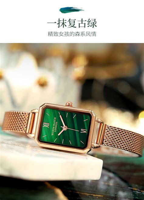 瑞士品牌复古小方表女简约气质学生表韩版ins小绿表防水女士腕表 阿里巴巴