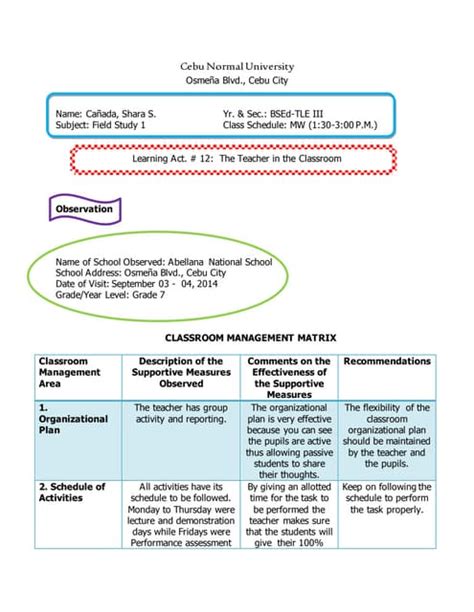 Learning Act 12 The Teacher In The Classroom Docx