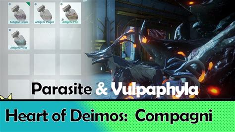 Warframe Heart Of Deimos Compagni Infested Predasite And Vulpaphyla