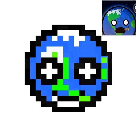 Pixel Art Of Smiley Face With Earth Background