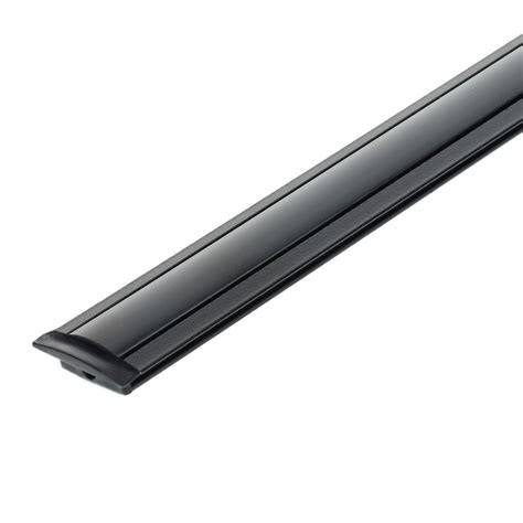 Perfil Rectangular Aluminio Tira Led 1m Con Pestañas Negro
