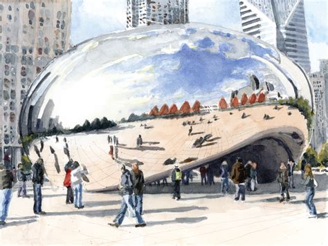 Millenium Park Bean Watercolor Behance