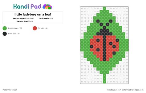 Little Ladybug On A Leaf Fuse Bead Pattern Kandi Pad Kandi Patterns