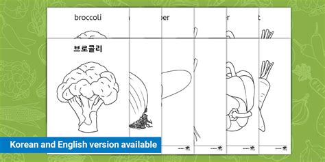 야채 색칠놀이 Vegetable Coloring Sheets Twinkl