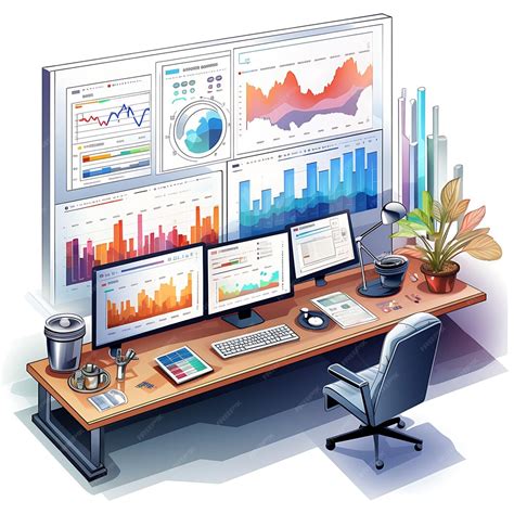 Premium Ai Image Watercolor Data Analyst Room With Data Visualization