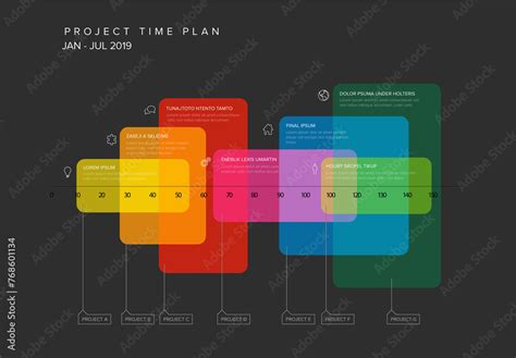 Project Dark Symmetric Timeline Gantt Graph With Overlay Blocks Stock Template Adobe Stock