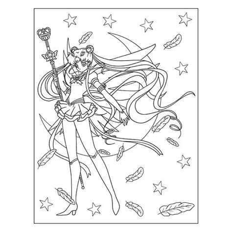 Раскраска Сейлор Мун с крыльями и волшебной палочкой распечатать раскраски для детей