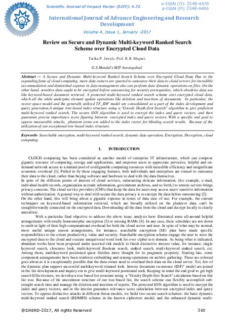 Pdf Review On Secure And Dynamic Multi Keyword Ranked Search Scheme Over Encrypted Cloud Data