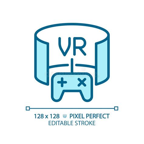 2d Thin Linear Blue Virtual Reality Icon Stock Vector Illustration Of Design Future 293370368