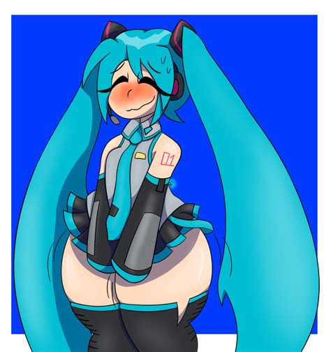 Rule 34 1girls Big Thighs Blue Background Blue Hair Blue Tie Blush