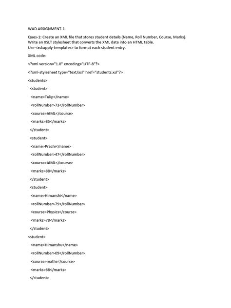 wad assignment pdf xslt computing