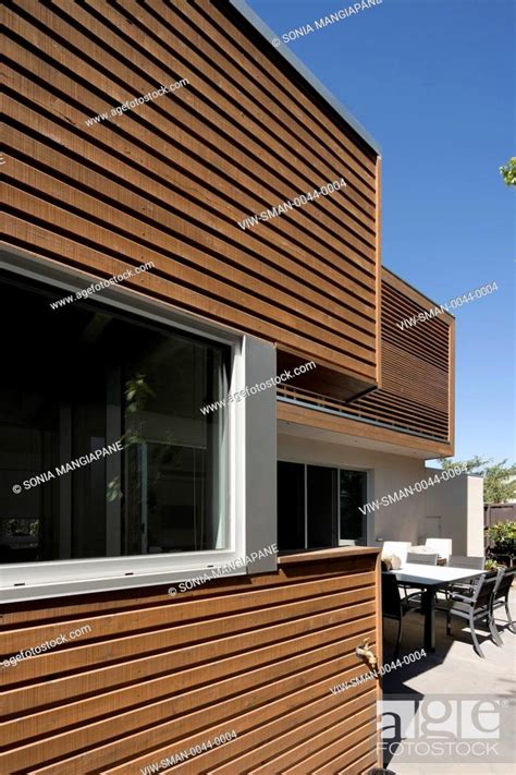 Detail Of Timber Cladding On Rear Extension Sharpe House Melbourne Australia Stock Photo