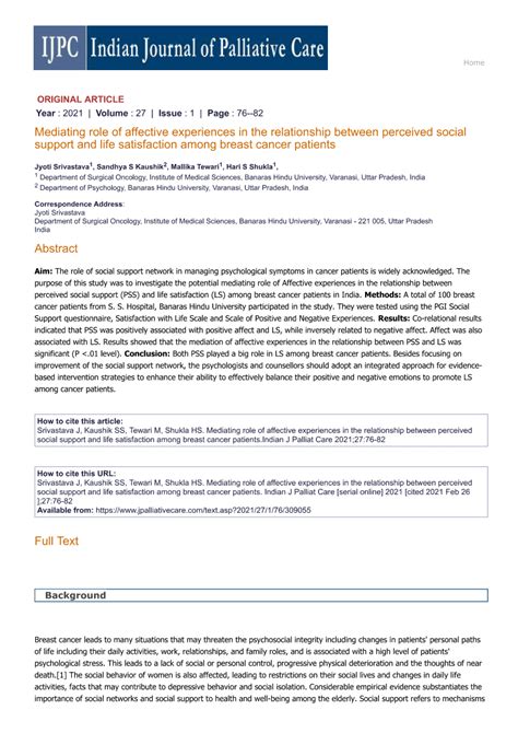 Pdf Mediating Role Of Affective Experiences In The Relationship Between Perceived Social