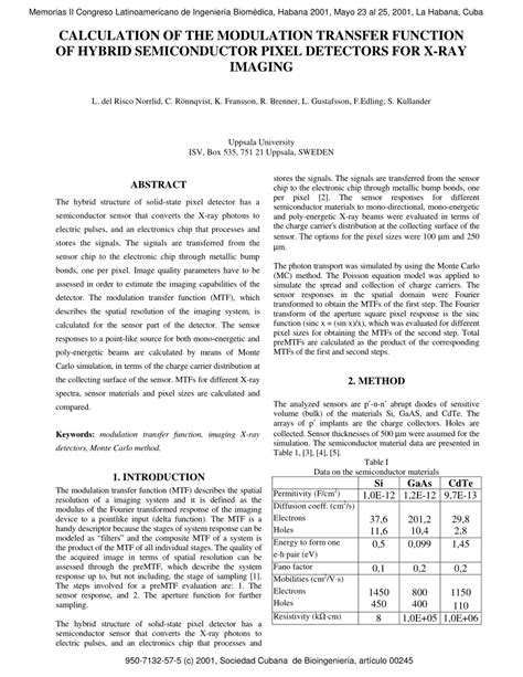 Pdf Calculation Of The Modulation Transfer Function Of Hybrid Semiconductor Pixel Detectors