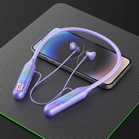 Textured Light Emitting Bluetooth Headset Sports Hanging Neck Type Half In Ear Game Gaming Plug