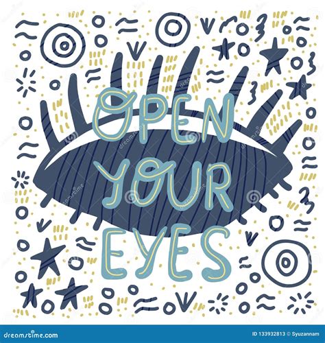 Open Your Eyes Lettering With Decoration Stock Vector Illustration Of Decoration Letter