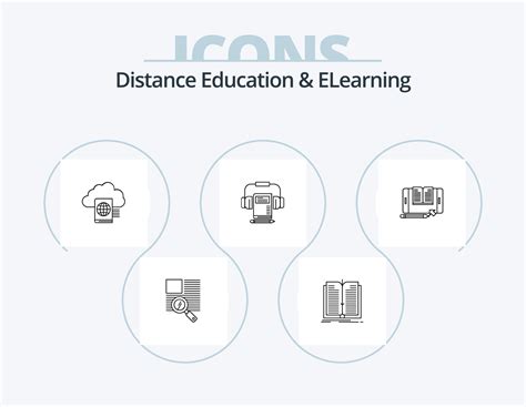 Distance Education And Elearning Line Icon Pack 5 Icon Design Tranfer